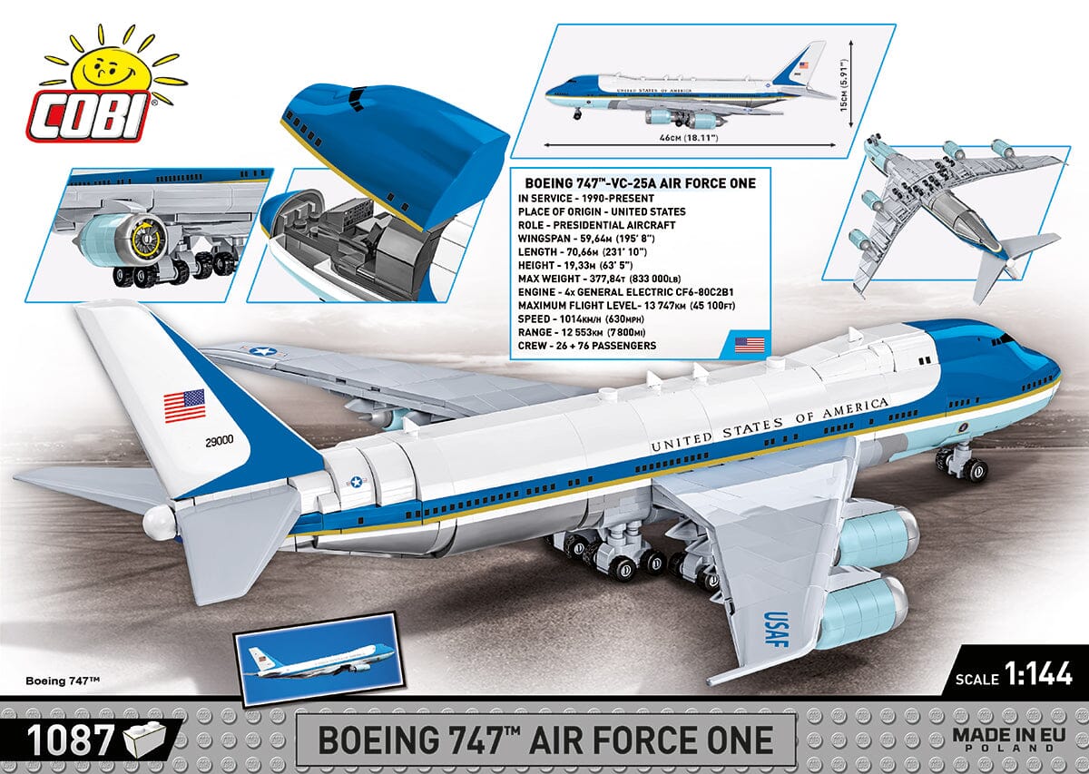 Boeing 747 Air Force One brick plane model - COBI 26610 - 1050 bricks ...