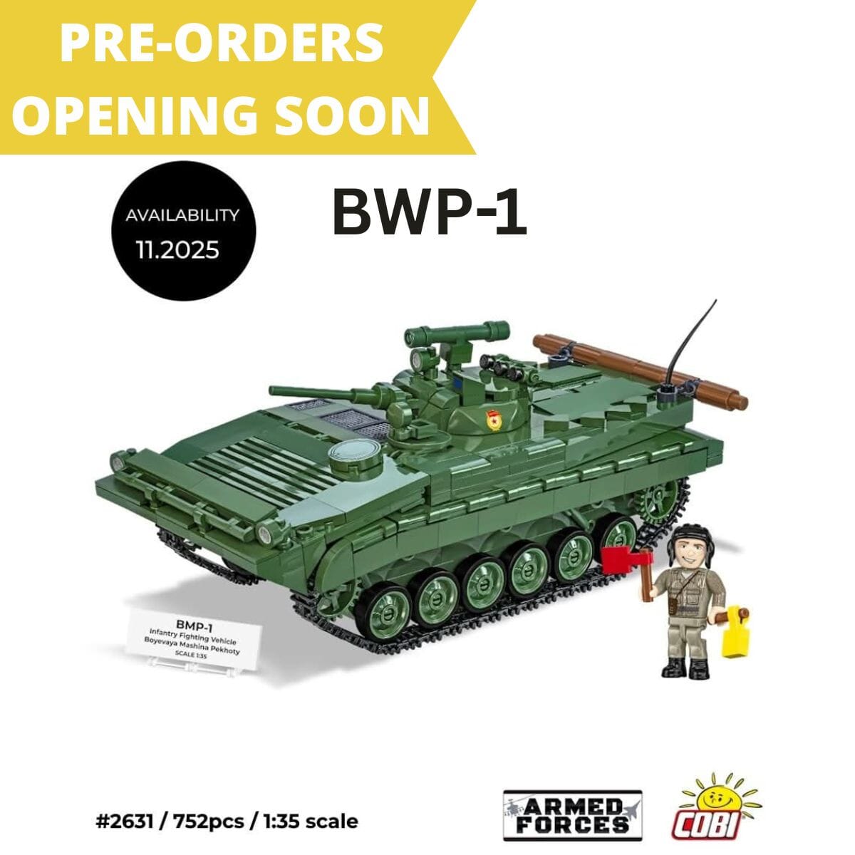 BWP-1 infantry fighting vehicle brick model - COBI 2631 - 752 bricks ...