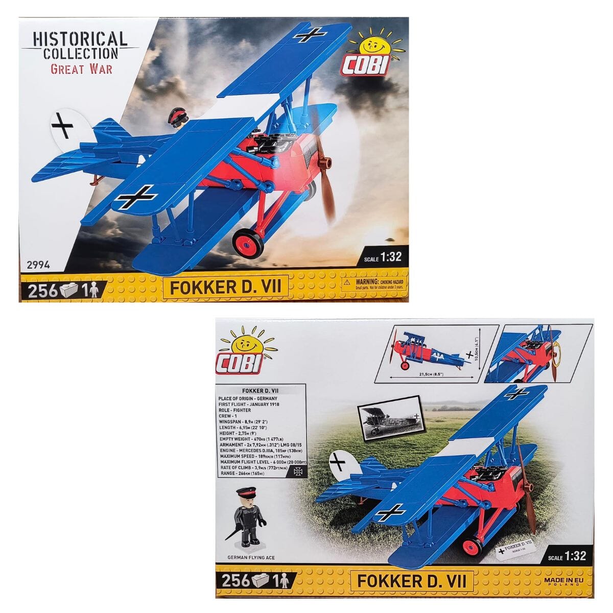 Fokker D. VII brick aircaft model WWI - COBI 2994 - 256 bricks – BRICKTANKS