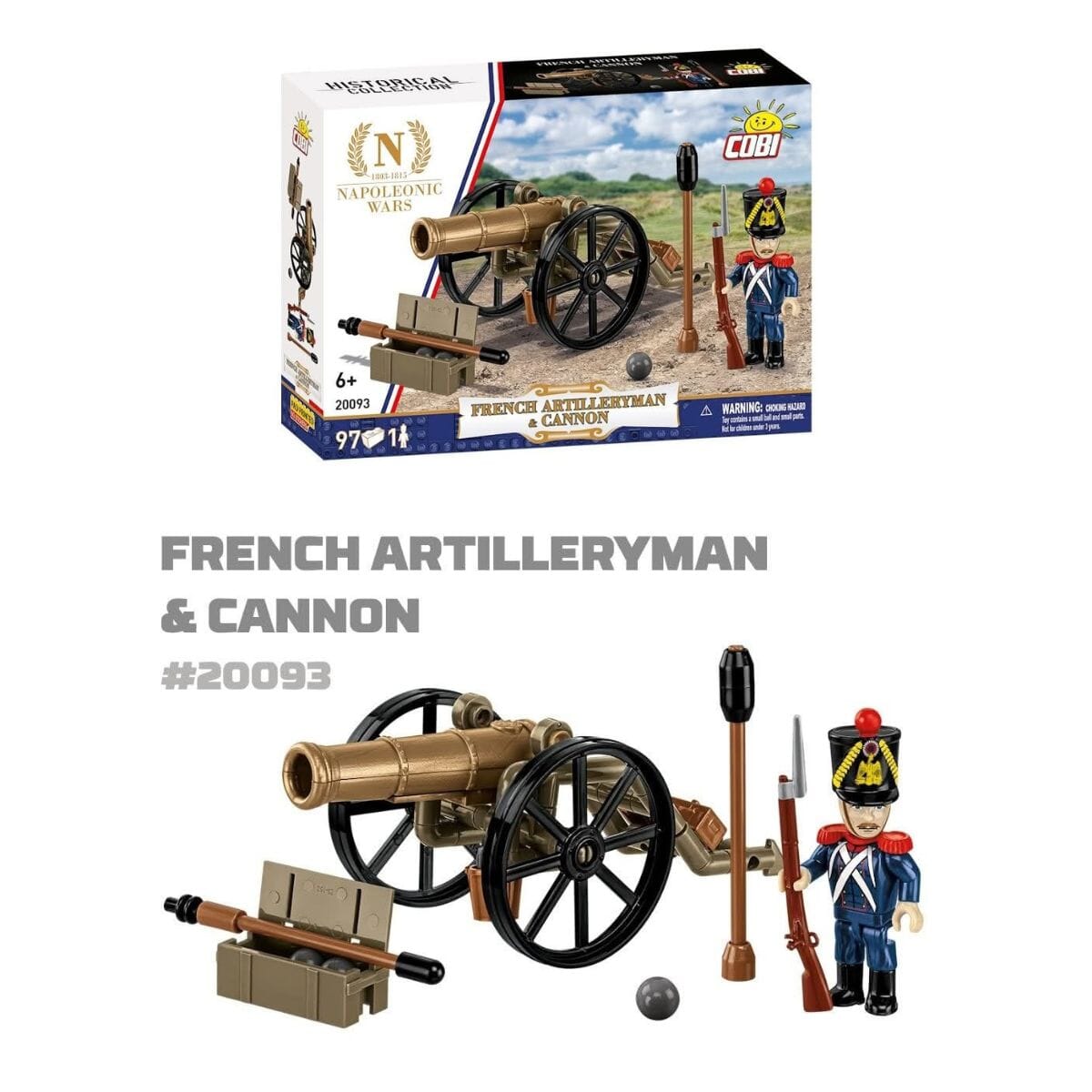 French artilleryman & cannon (Napoleonic Wars) - COBI 20093 - 96 brick ...