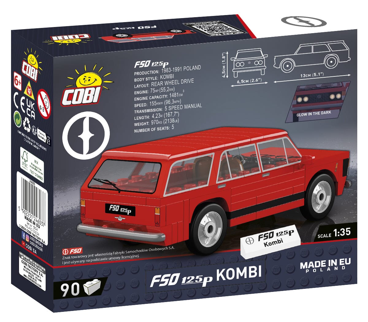 FSO 125P Combi brick model car - COBI 24603 - 90 bricks – BRICKTANKS