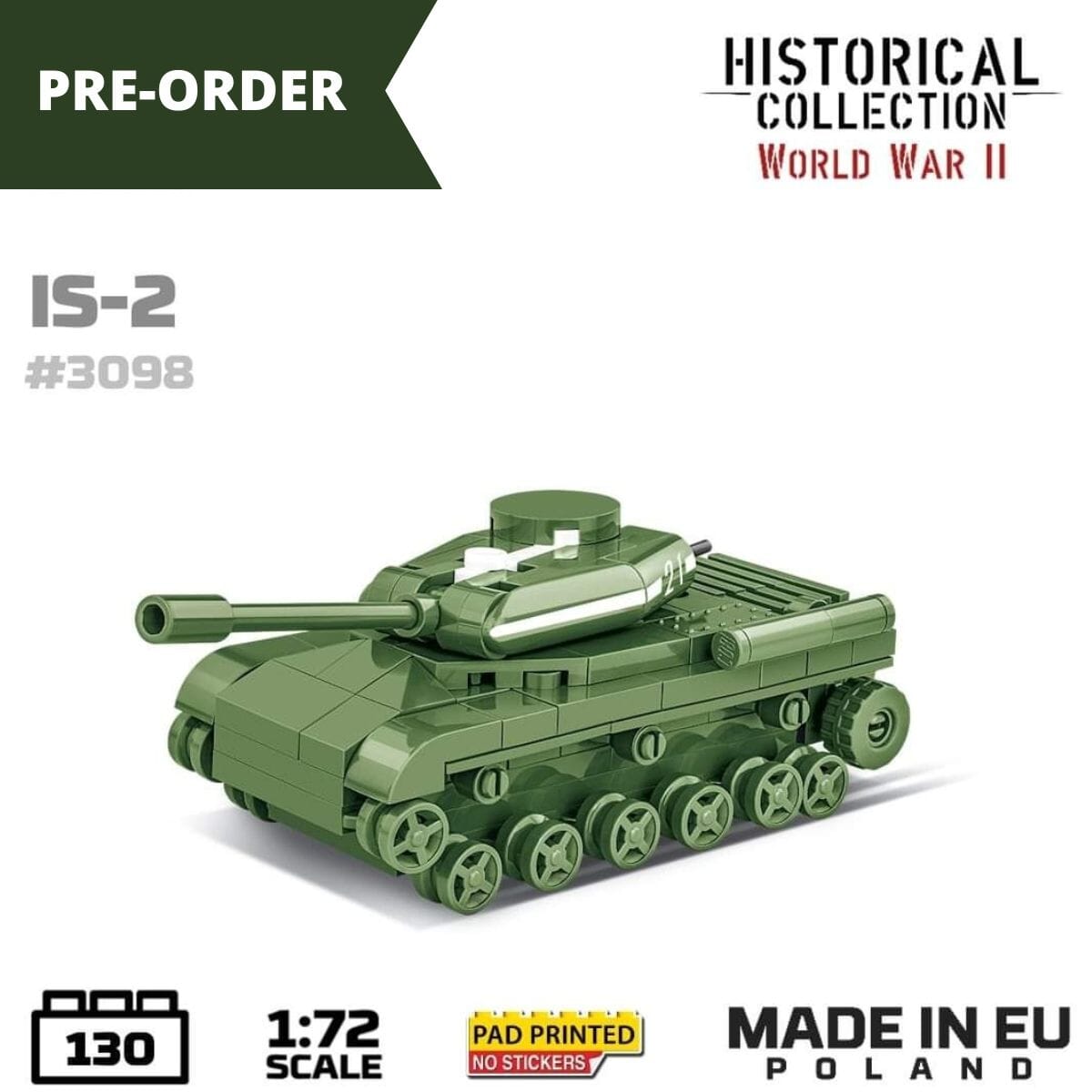 IS-2 brick tank model - COBI 3098 - 130 bricks - BRICKTANKS