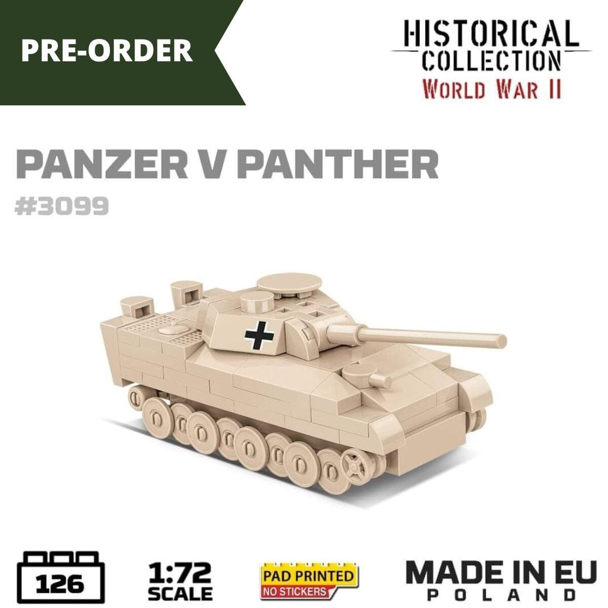 Panzer V Panther brick tank model - COBI 3099 - 126 bricks - BRICKTANKS