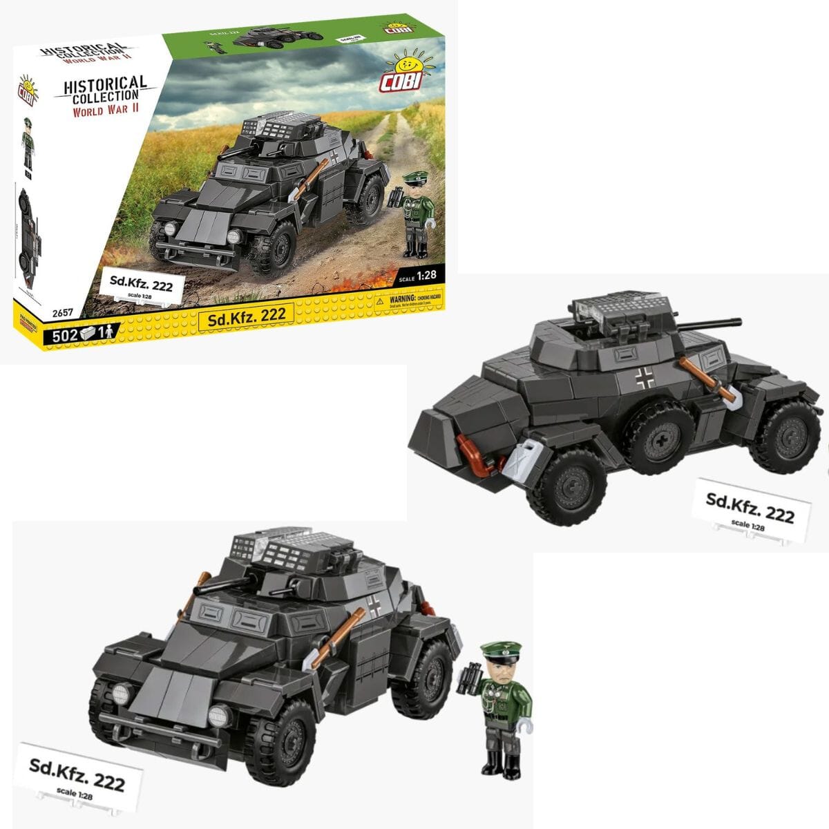 Sd.Kfz.222 armoured car brick model - COBI 2657 - 502 bricks – BRICKTANKS