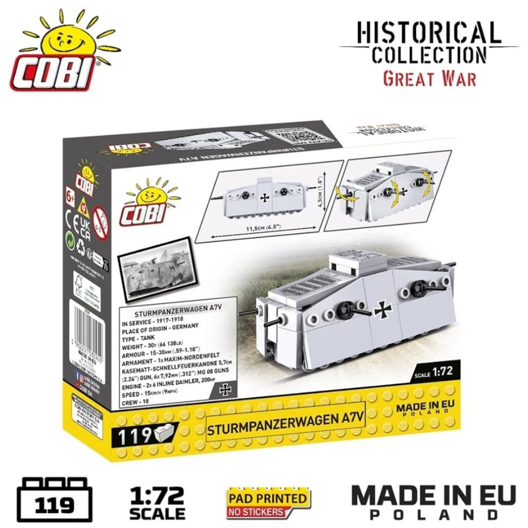 Sturmpanzerwagen A7V brick tank model - COBI 3094 - 119 bricks – BRICKTANKS