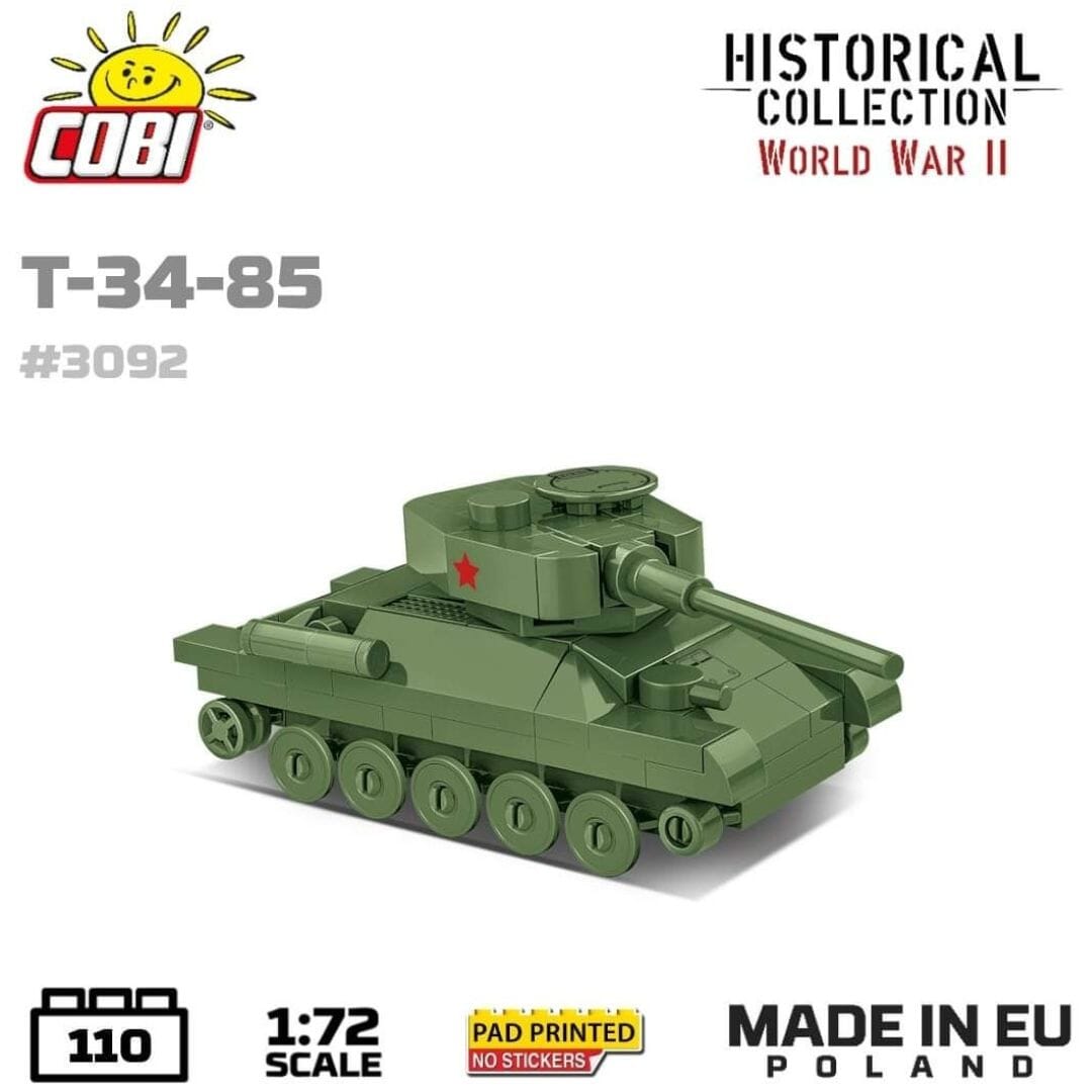 T34/85 brick tank model - COBI 3092 - 110 bricks – BRICKTANKS