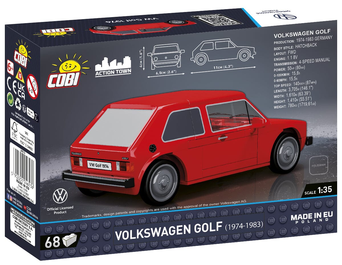 Volkswagen Golf car brick model (1974) - COBI 24613 - 68 bricks ...