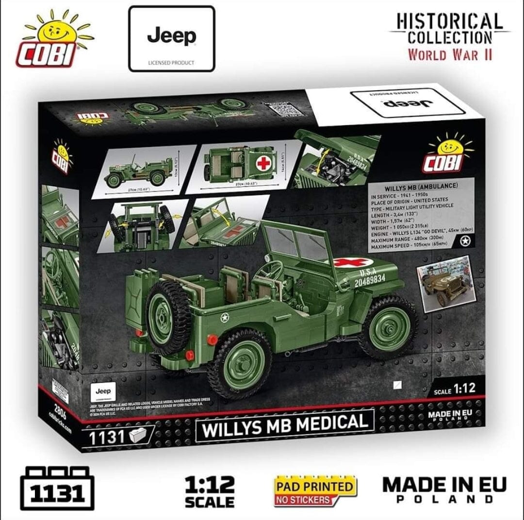 Willys MB Medical - COBI 2806 - 1131 brick Jeep model – BRICKTANKS