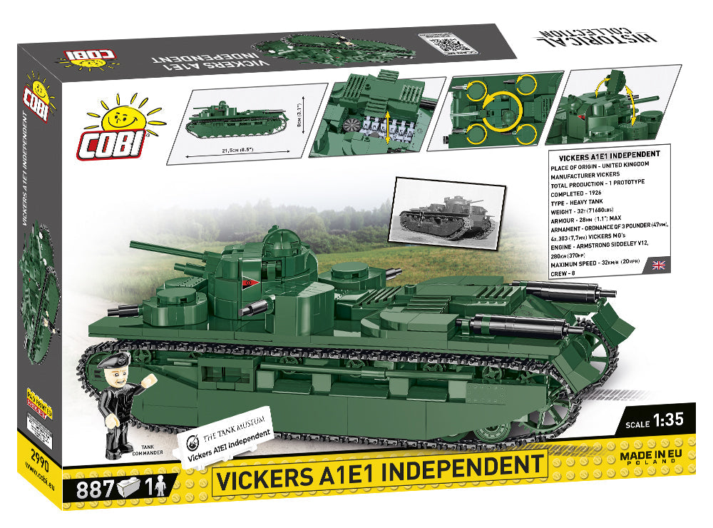 Vickers A1E1 Independent WW1 tank - COBI 2990 - 887 bricks – BRICKTANKS